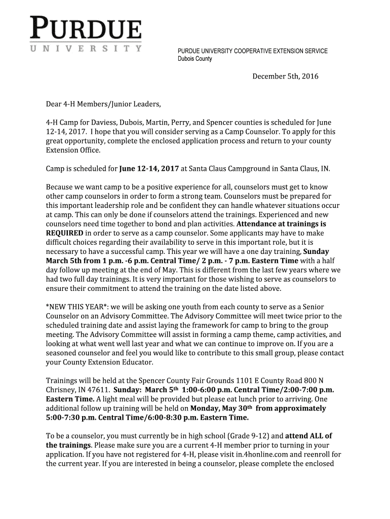 Fillable Online PURDUE UNIVERSITY COOPERATIVE EXTENSION SERVICE Dubois ...