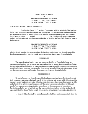 Fillable Online deed of dedication 1st addition Fax Email Print - pdfFiller