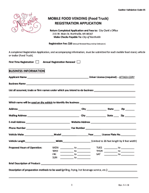 Fillable Online Mobile Food Vending (Food Truck) Registration Fax Email ...