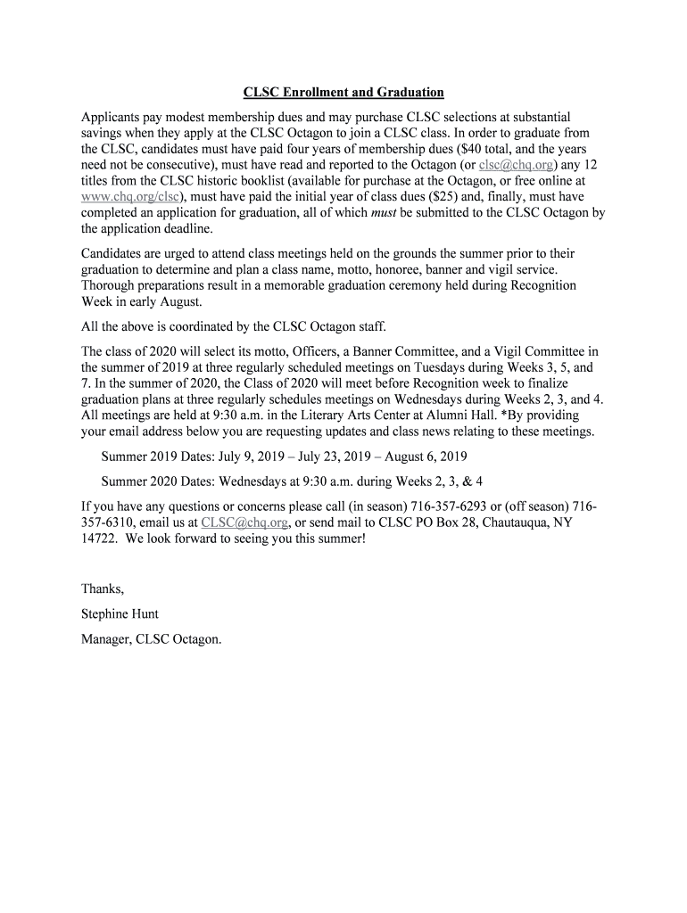 Fillable Online CLSC Enrollment and Graduation Applicants pay modest ...