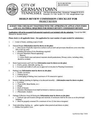 Fillable Online DESIGN REVIEW COMMISSION CHECKLIST FOR PROJECT REVIEW ...