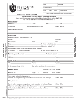 Fillable Online FLEXICARE REFERRAL FORM FlexICare Referral Form - St ...