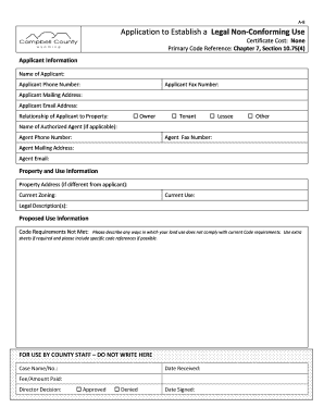 Fillable Online Application to Establish a Legal Non-Conforming Use Fax ...
