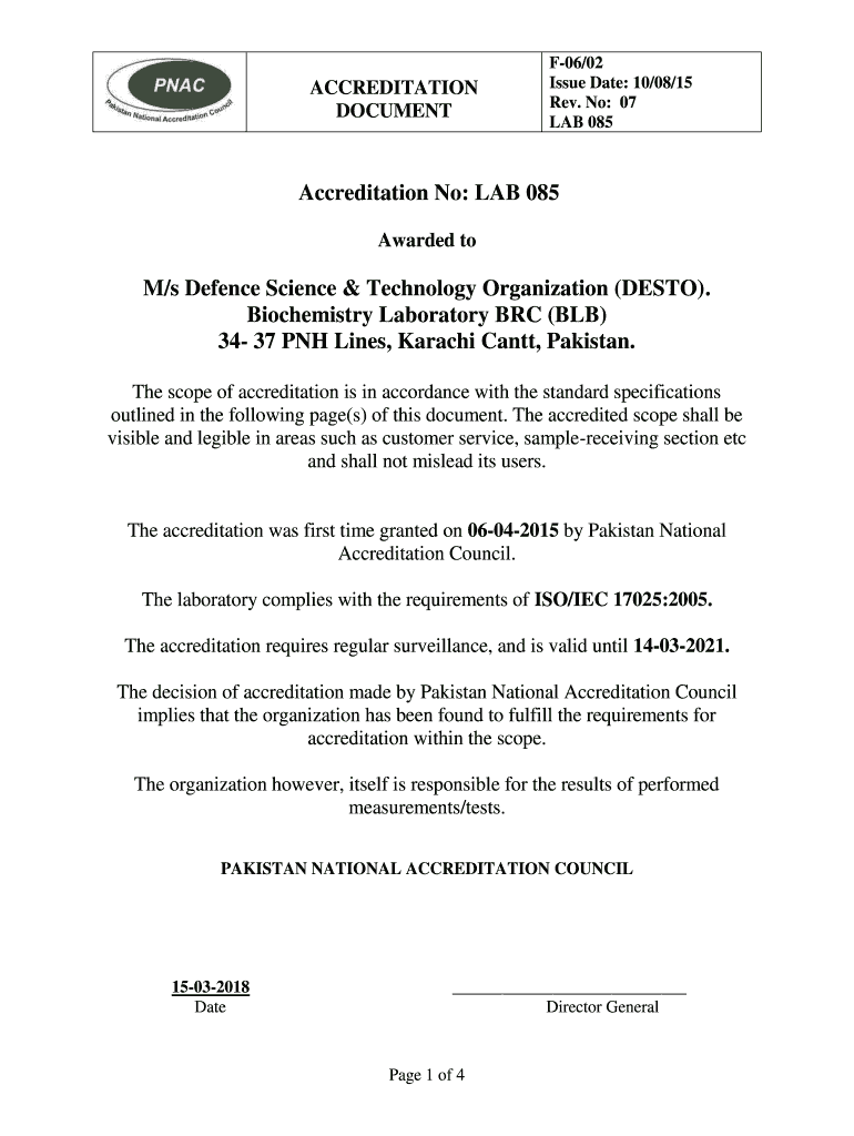 Fillable Online pnac org accreditation document - PNAC The Pakistan ...