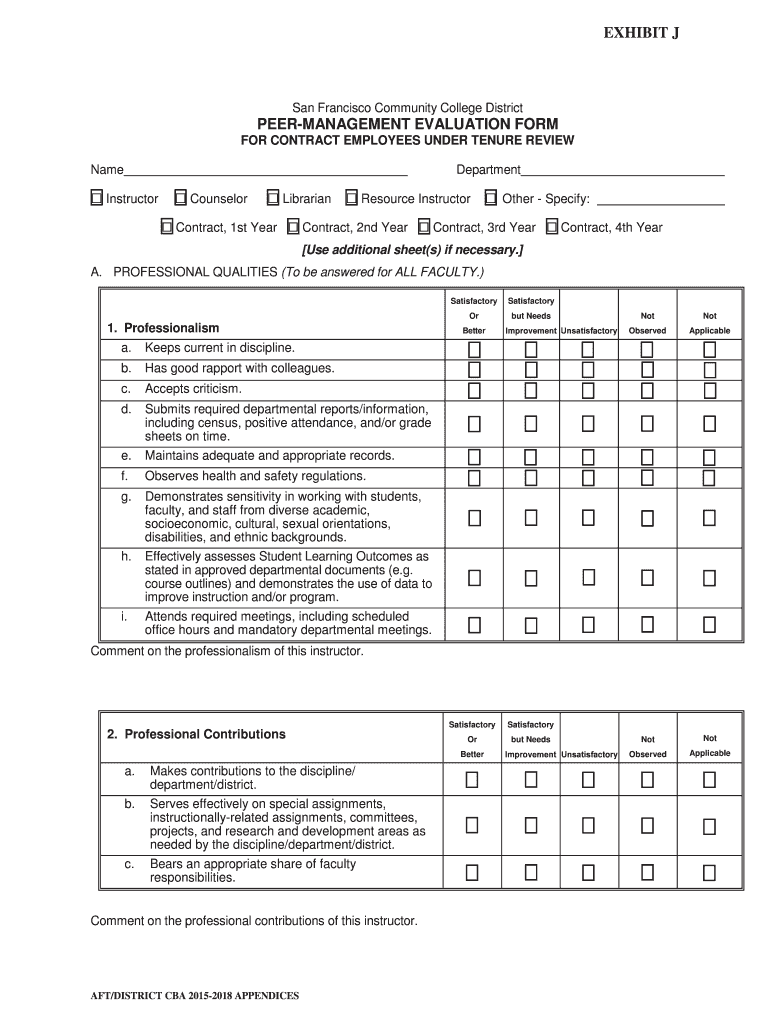 Fillable Online exhibit h self evaluation guidelines - City College of ...