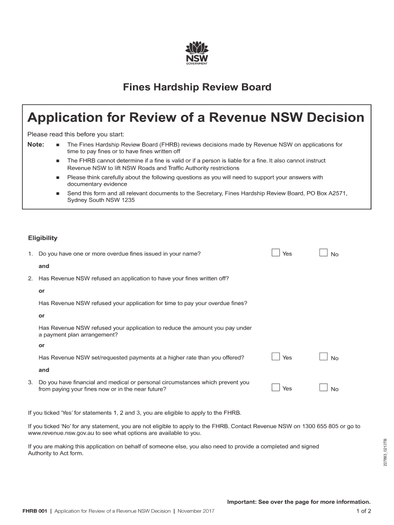 Fillable Online Application for Review of a Revenue NSW Decision (PDF ...