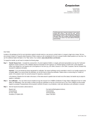 Fillable Online www.computershare.com/investor Step 1: Transfer Request ...