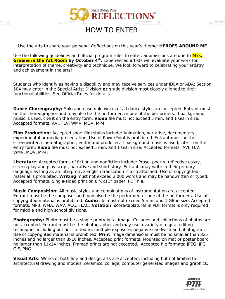 FLORIDA PTA STUDENT INATION Doc Template | pdfFiller