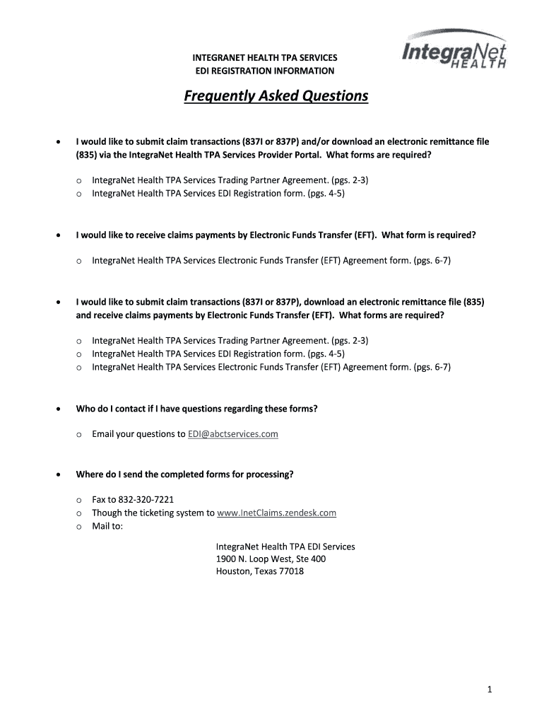 Fillable Online Frequently Asked Questions - Integranet Health Fax ...