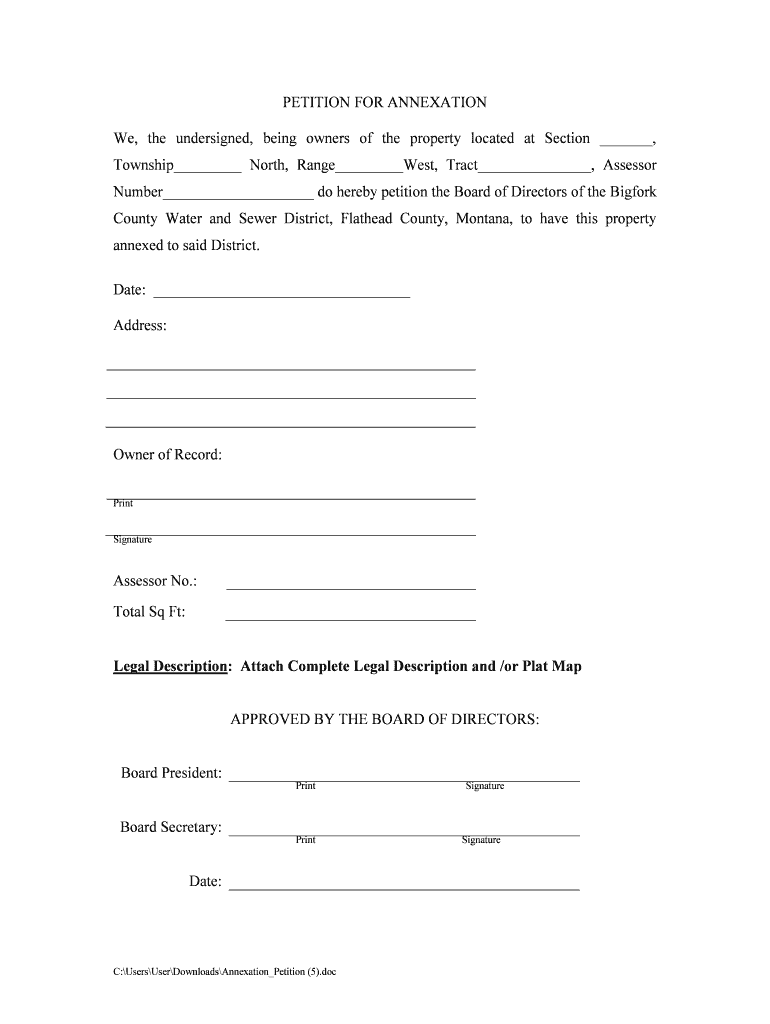 Fillable Online PETITION FOR ANNEXATION We, the undersigned ... Fax Email Print - pdfFiller