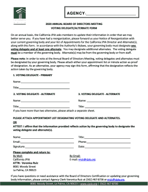 Fillable Online VOTING DELEGATE/ALTERNATE FORM Fax Email Print - pdfFiller