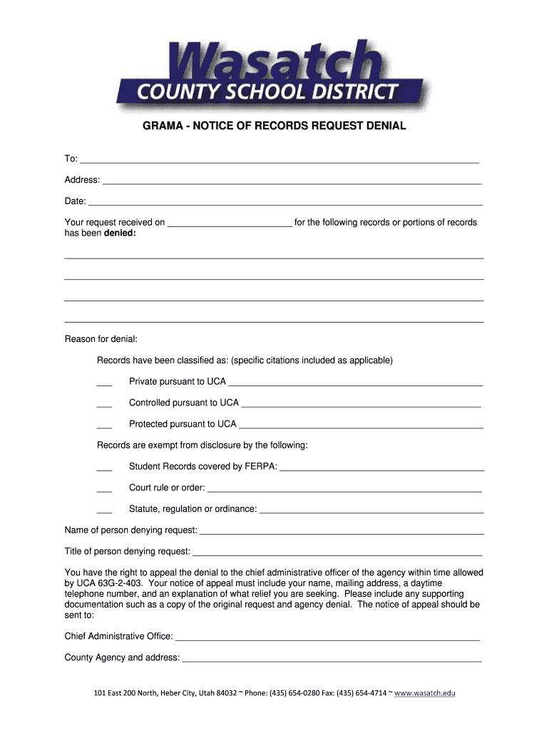Fillable Online utah government grama records request form - static ...