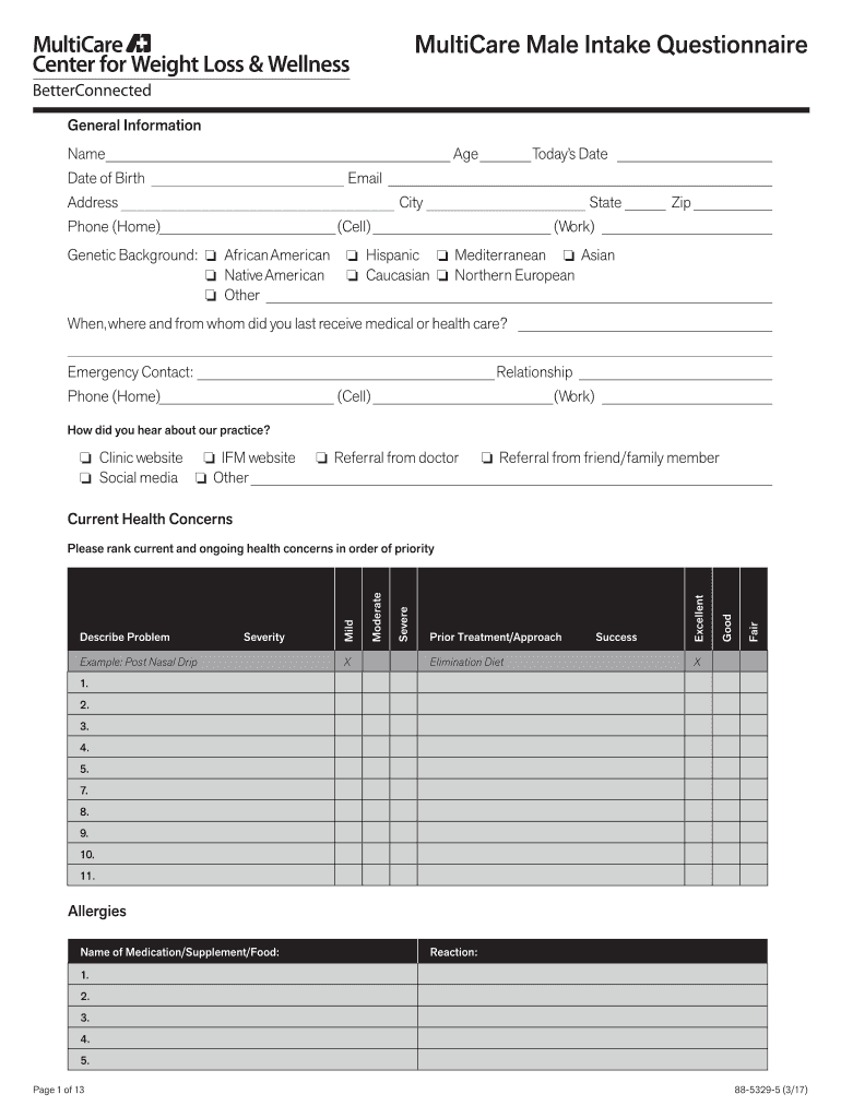 Fillable Online Intake and Attestation Forms - Type I - MultiCare Fax ...