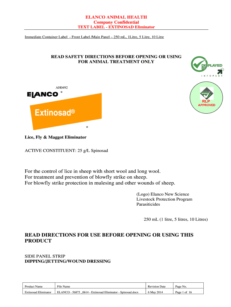Fillable Online TEXT LABEL - EXTINOSAD Eliminator Fax Email Print ...