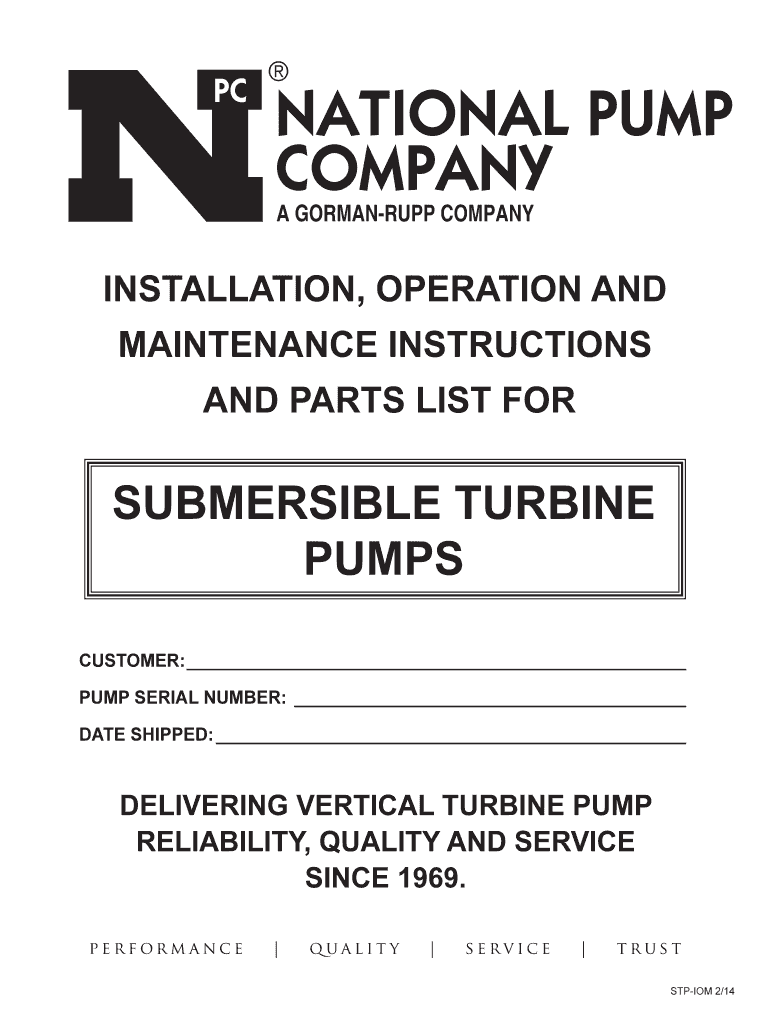 Fillable Online Vertical Turbine Pumps - Close Coupled - National Pump ... Fax Email Print ...