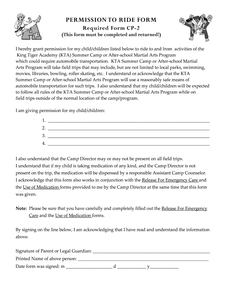 Fillable Online PERMISSION TO RIDE FORM Fax Email Print - pdfFiller