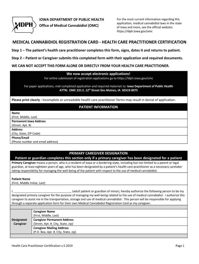 Fillable Online patient application - IDPH - Iowa Department of Public ...