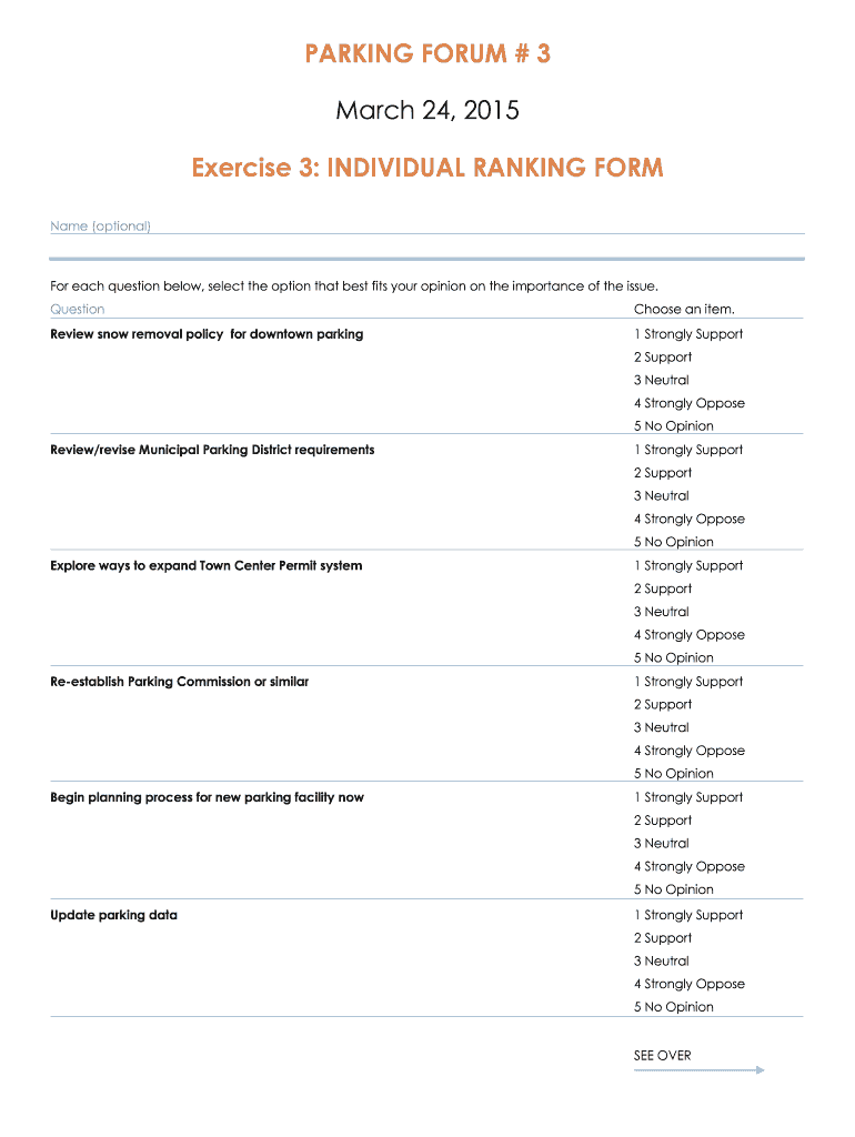 Fillable Online INDIVIDUAL RANKING FORM Fax Email Print - pdfFiller