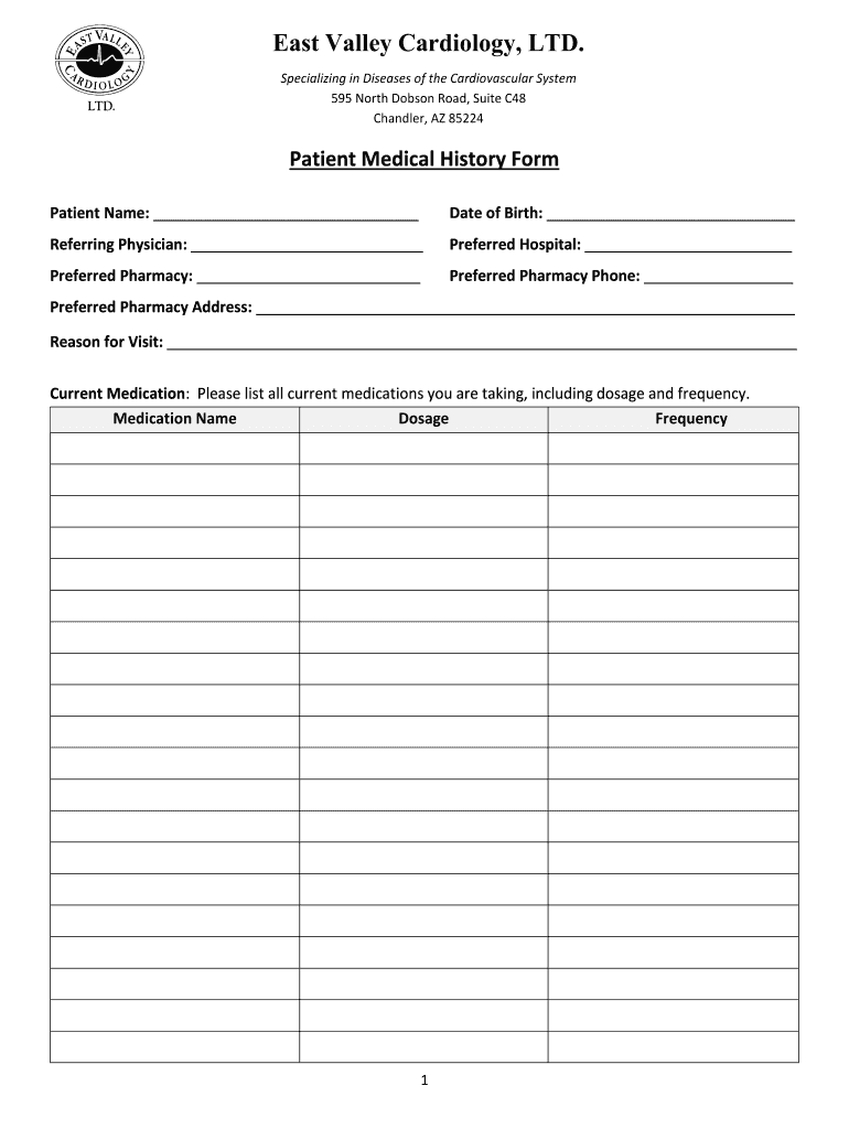 Fillable Online EVC New Patient History Form Fax Email Print - pdfFiller