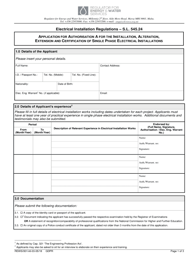 Fillable Online downloads rews org Electrical Installation Regulations ...