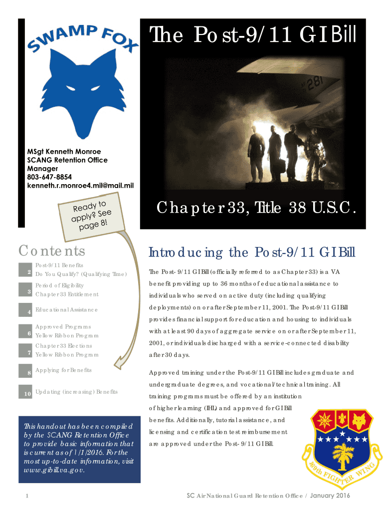 Fillable Online Post 911 GI Bill Handout Instructions 20150101 Template ...
