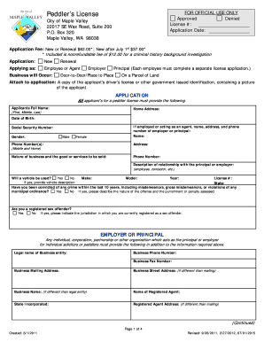 Fillable Online Peddlers License FOR OFFICIAL USE ONLY City of Maple ...