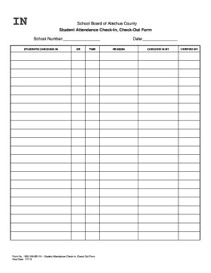 Fillable Online Student Attendance Check-In, Check-Out Form Fax Email ...