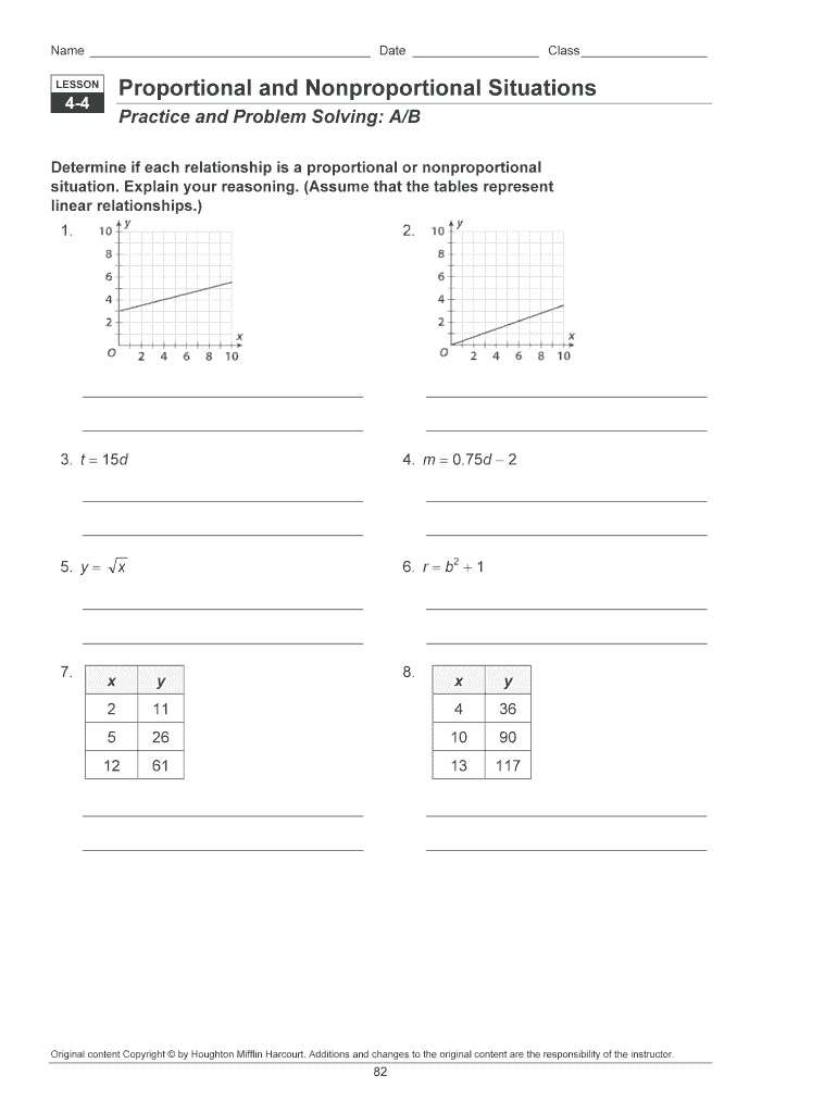 Fillable Online Proportional and Non-proportional Situations worksheet ...