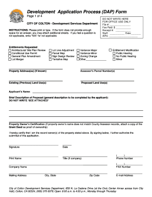 Fillable Online Fillable Online Development Application Process DAP ...