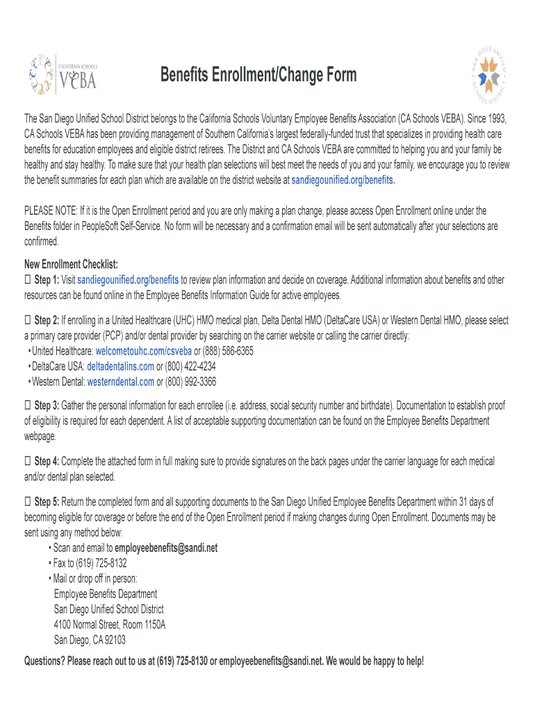 Fillable Online Bene ts Enrollment/Change Form Fax Email Print - pdfFiller