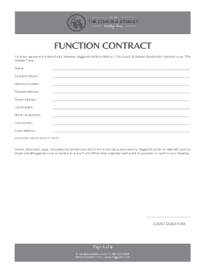 Fillable Online function contract - The Coach & Stables Fax Email Print ...