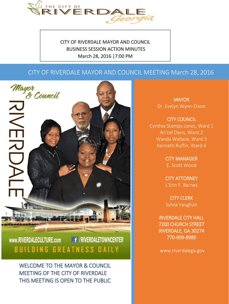 Fillable Online CITY OF RIVERDALE MAYOR AND COUNCIL MAYOR Fax Email ...