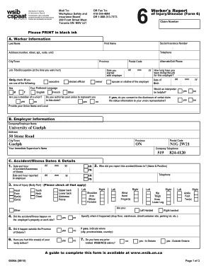 Fillable Online WSIB Form 6 - Environmental Health and Safety Fax Email ...