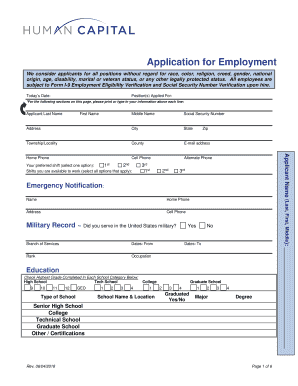 Fillable Online Application for Employment - Human Capital Fax Email ...