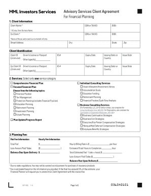 Fillable Online Advisory Services Client Agreement For Financial ...