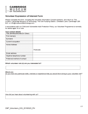 Fillable Online u3ac org Expression of Interest form (volunteer mus-ed ...