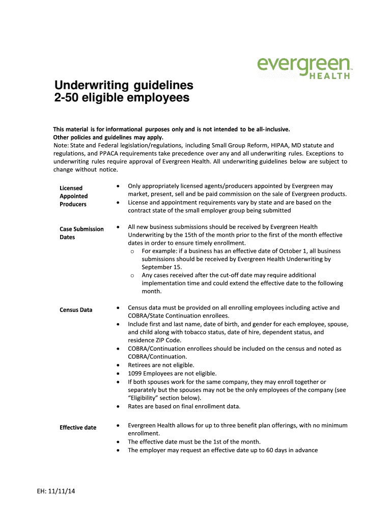 Fillable Online Underwriting guidelines in table Fax Email Print ...