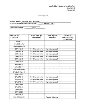 Fillable Online Garfield Park AcademyField Logbook Fax Email Print - pdfFiller