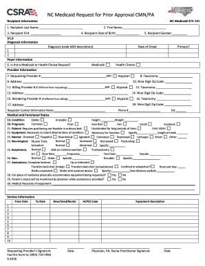 Fillable Online NC Medicaid Request for Prior Approval CMN/PA Fax Email ...