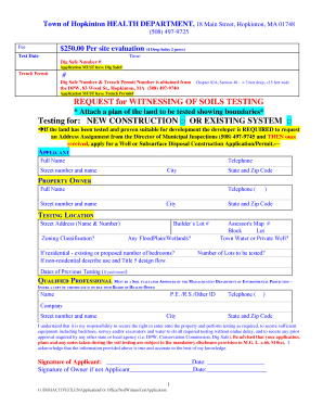 Fillable Online REQUEST for WITNESSING OF SOILS TESTING Testing for ...