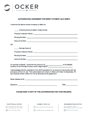 Fillable Online AUTHORIZATION AGREEMENT FOR DIRECT PAYMENT ... Fax ...