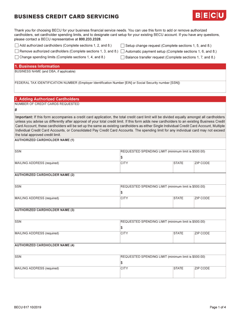 Fillable Online Thank you for choosing BECU for your business financial ...