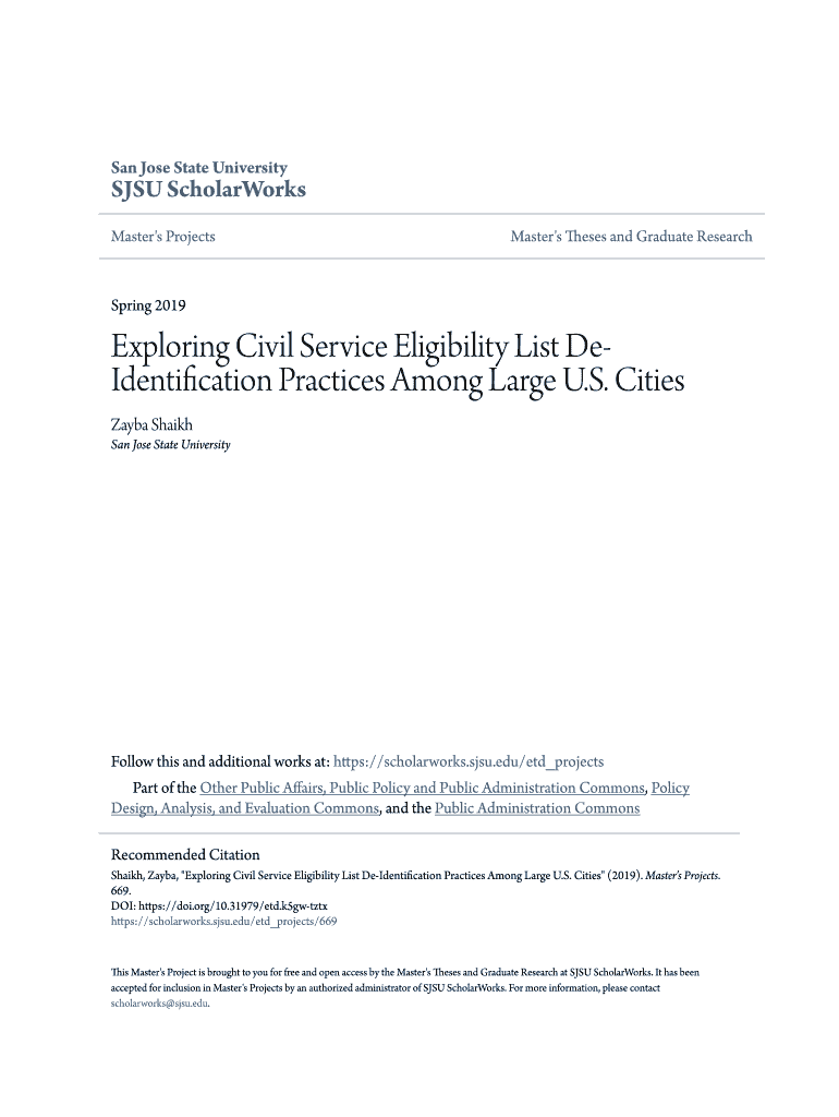 Fillable Online scholarworks sjsu Exploring Civil Service Eligibility ...