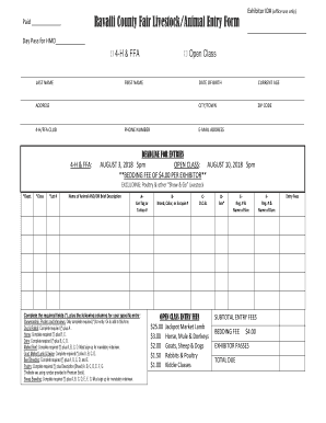 Fillable Online Ravalli County Fair Still Exhibit Entry Form Fax Email ...
