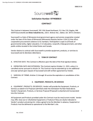 Fillable Online Solicitation Number: RFP#080819 CONTRACT - sourcewell ...