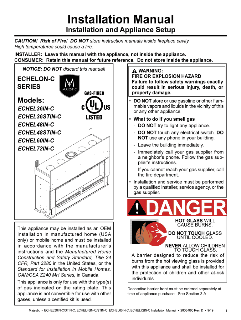 Fillable Online Installation Manual Installation and Appliance Setup ...