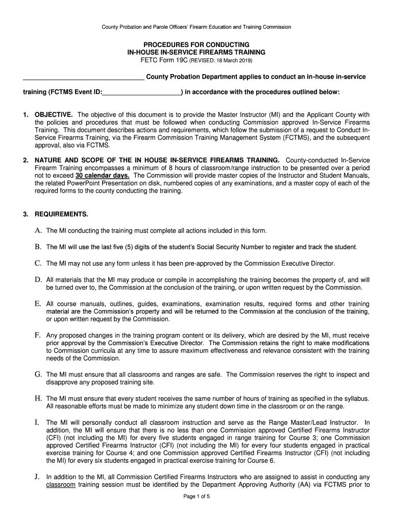 Fillable Online Form 19c: In-house In-service Procedures Fax Email ...