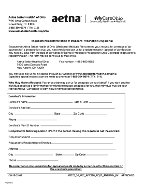 Fillable Online Request for redetermination of prescription drug denial ...