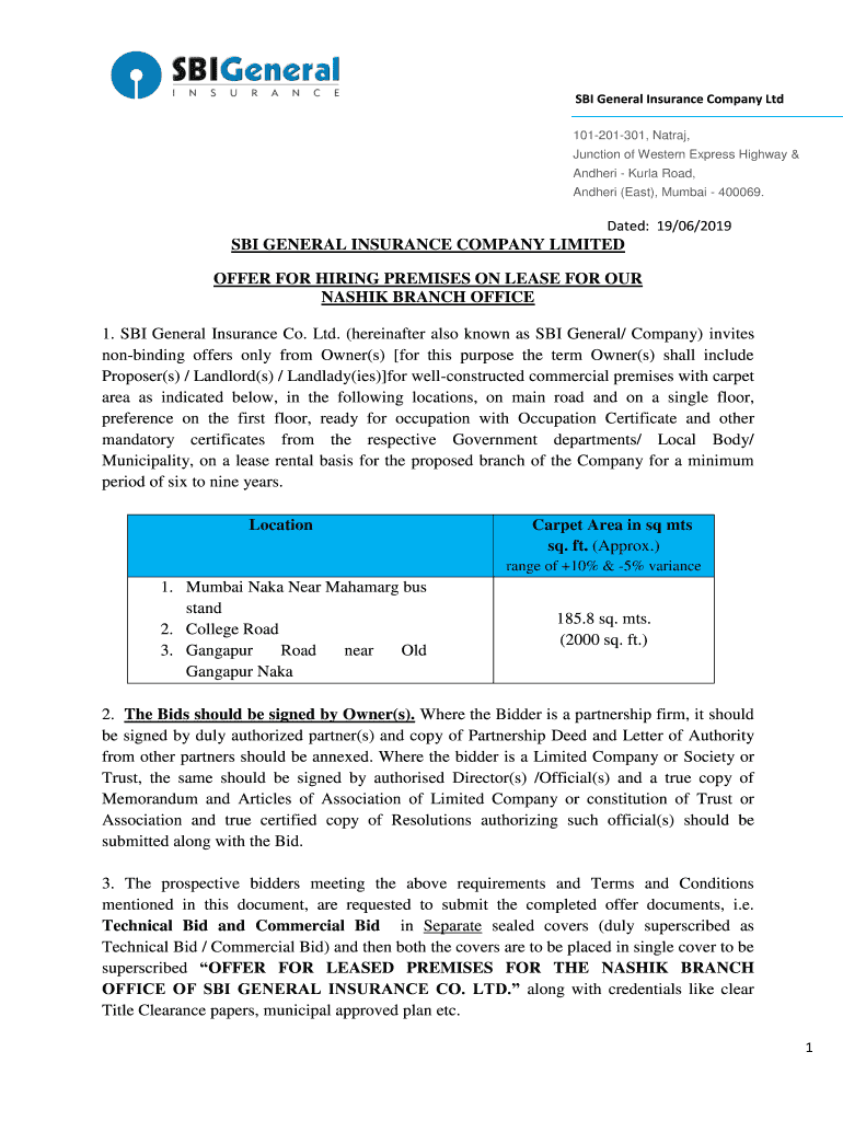 Sbi General Insurance Company Ltd - Fill Online, Printable, Fillable ...