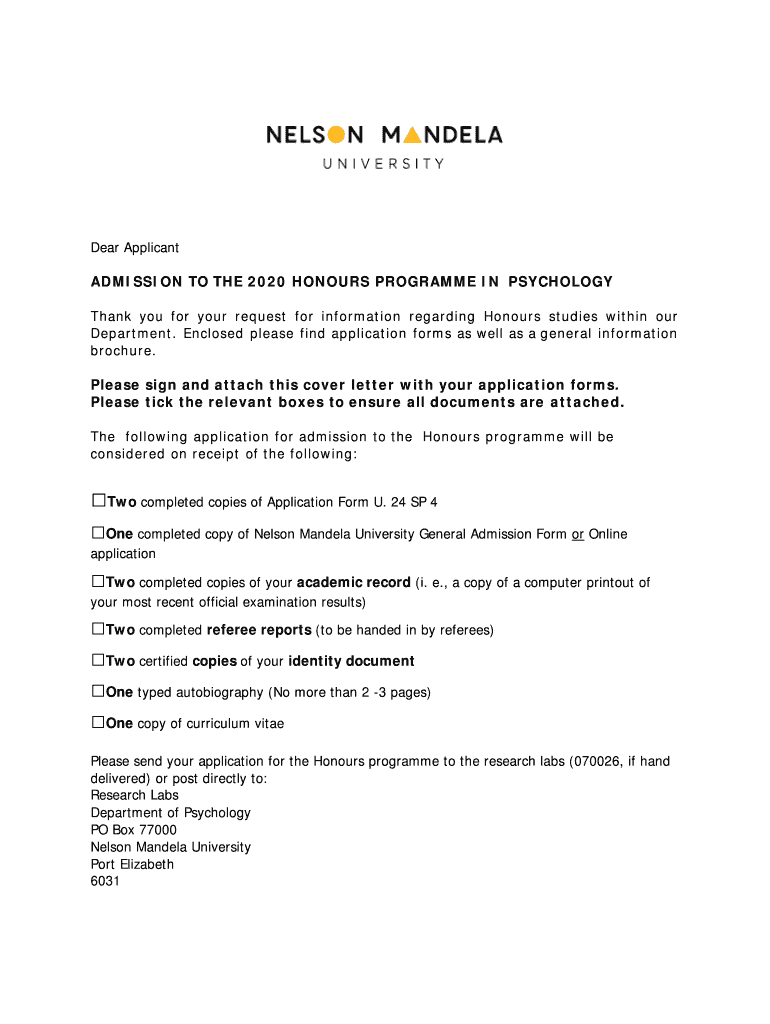 Fillable Online DEPARTMENT OF PSYCHOLOGY APPLICATION FORM ... Fax Email ...